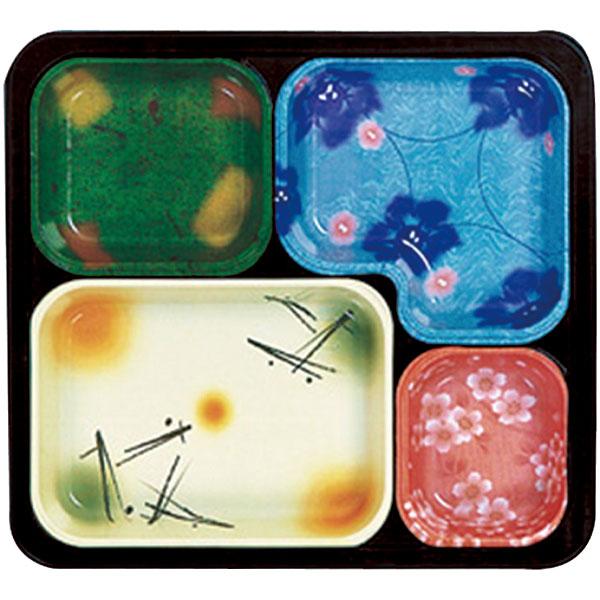 【業務用】【常温商品】【規格内容】幅２２０×奥行２００×高さ２７ｍｍ【耐冷耐熱温度】８０℃【販売形態】本体のみ【材質】ＰＳ【補足２】使い捨て【色】多色【柄】柄付【区画数】０４【商品特徴】味わいの時間を和やかに演出。やわらかで明るい色合いの「...