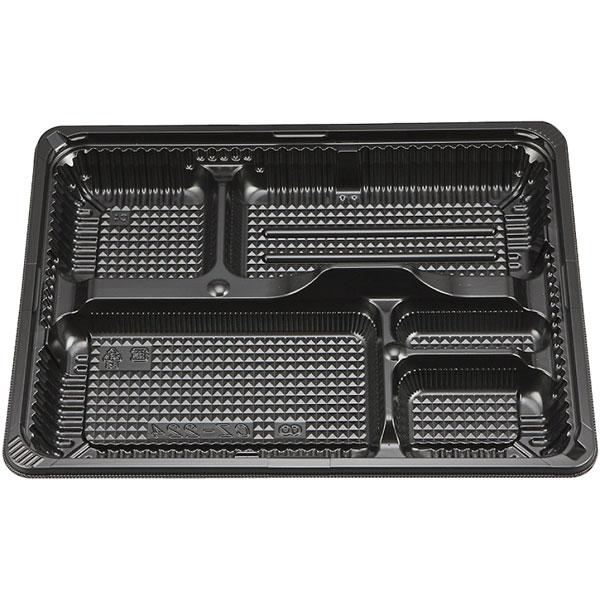 【業務用】【常温商品】【規格内容】幅２６９×奥行２１０×高さ３１ｍｍ【容量】ご飯約１９０ｇ【耐冷耐熱温度】１００℃【販売形態】本体のみ【材質】ＢＳ【補足１】レンジＯＫ、レンジ対応（本体のみ）【補足２】使い捨て【色】黒【柄】柄無【区画数】０５...