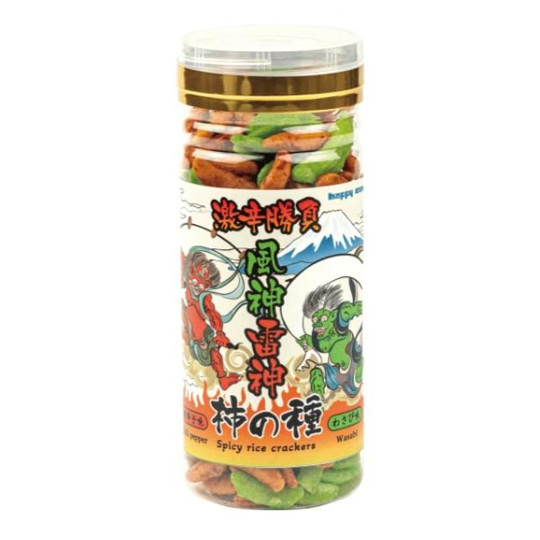 ハッピーカンパニー 柿の種 風神雷神 110g 1個どっちの辛さが好み？味比べの柿の種ミックス高速道路サービスエリアや、道の駅のお土産でおなじみ「激辛わさびの種」と「激辛柿の種鷹の爪」をミックス！涙が出るほどツーンと辛いわさび、ピリッとくる...
