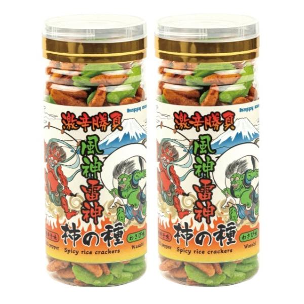 ハッピーカンパニー 柿の種 風神雷神 110g 2個セットどっちの辛さが好み？味比べの柿の種ミックス高速道路サービスエリアや、道の駅のお土産でおなじみ「激辛わさびの種」と「激辛柿の種鷹の爪」をミックス！涙が出るほどツーンと辛いわさび、ピリッ...