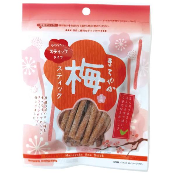 新感覚！気軽につまめる、スティックタイプの梅のおやつ。ほんのり甘く、ほんのりすっぱい。「まろやか干し梅」の味わいを再現！ちょっとした時に食べやすい、食べやすくやわらかいスティックタイプに仕上げました。保存に便利なチャック付き包装。内容量 7...