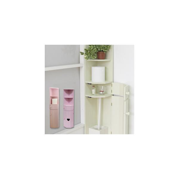 最安値 トイレ収納　コーナーラック　トイレラック　コーナー  送料無料（関東から関西） あすつく対応【カラー】アイボリー、ピンク花柄(終売)、ピンクハート柄【サイズ】幅16×奥行16×高さ84.5cm　　重量 約3.6kg【素　材】繊維板（...