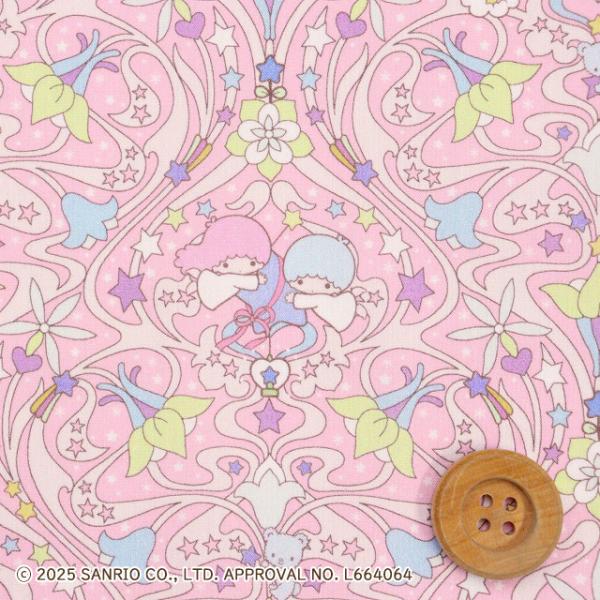 リトルツインスターズ×リバティ・ファブリックス タナローン『Kiki &amp; Lala Orchids キキ＆ララ オーキッズ』ピンク（DC35396/J25B）生地幅：約108cm【リバティ・ファブリックス/国産タナローン】※素材：綿...