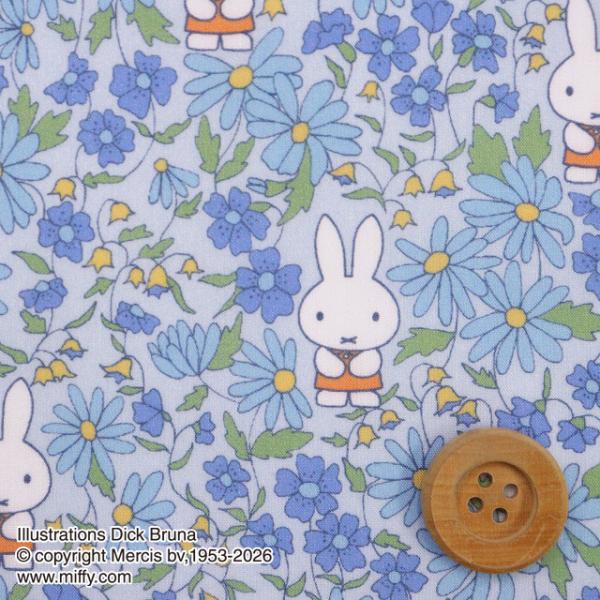 ミッフィー×リバティ・ファブリックス タナローン『Prairie Day プレーリー・デイ』ライトブルー地（DC35973/26DT）生地幅：約108cm【リバティ・ファブリックス/国産タナローン】※素材：綿100％※【30cm以上10cm...