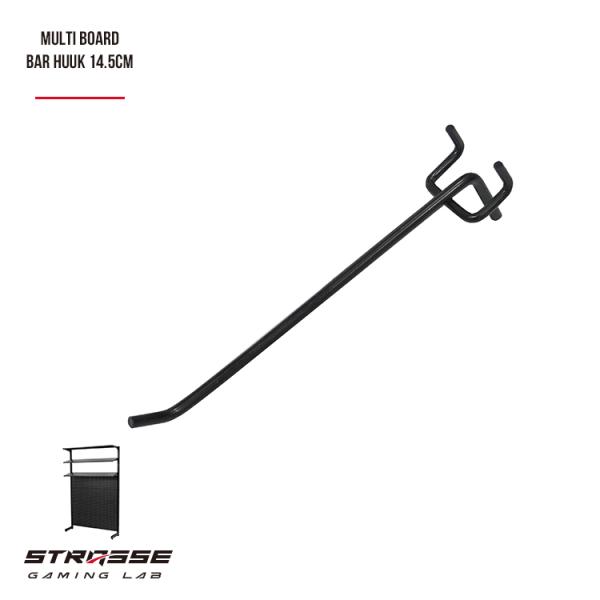 ・STRASSE GAMING LAB マルチボードのオプション、バーフックです。・有孔ボードに引っ掛けて一箇所にたくさん掛けたいときや、ステアリングなど幅があるものを置くことができます。※こちらはSTRASSE GAMING LAB マル...