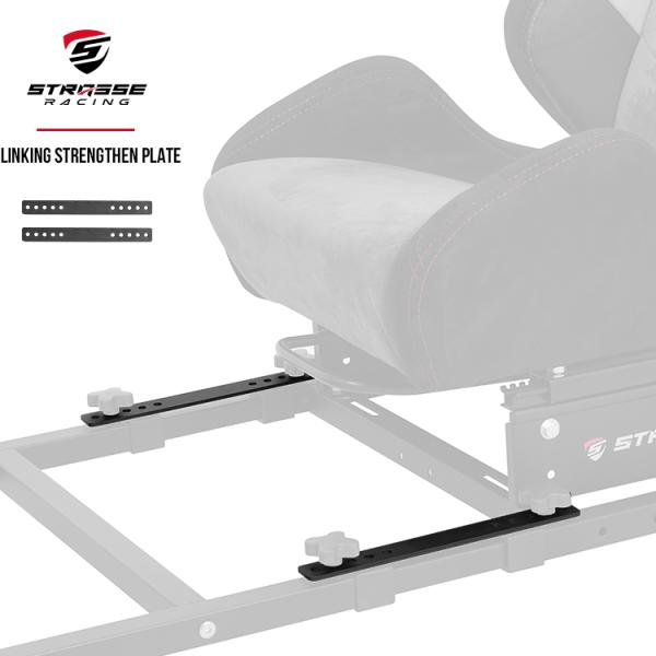 ・STRASSE レーシングコックピットRCZ01のフロントフレームとシートフレームを強固に連結させる強化プレートです。ベースフレームの長さに合わせて長さを調整でき、お手持ちの手締めボルトで固定していただけます。※現在販売しているRCZ01...