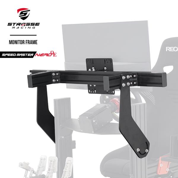 STRASSE SPEEDMASTER NERO QE専用モニターベースフレームです。こちらのモニターベースを取り付けることで、TVやモニター、ディスプレイを固定・設置することが可能です。また、トリプル用左右モニターやアッパーモニターを取り...