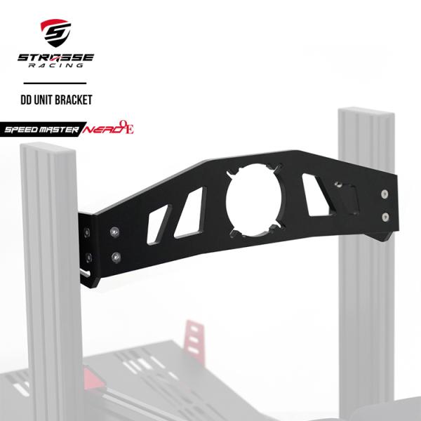 ハンドルコントローラー(ハンコン)設置用ベースフレーム[STRASSE SPEEDMASTER NERO QE]に設置できる、DDユニットブラケット(単品)です。高さ・角度調整可能で、アルミ製の剛性高いステアリング台です。サイズ：(約)縦1...