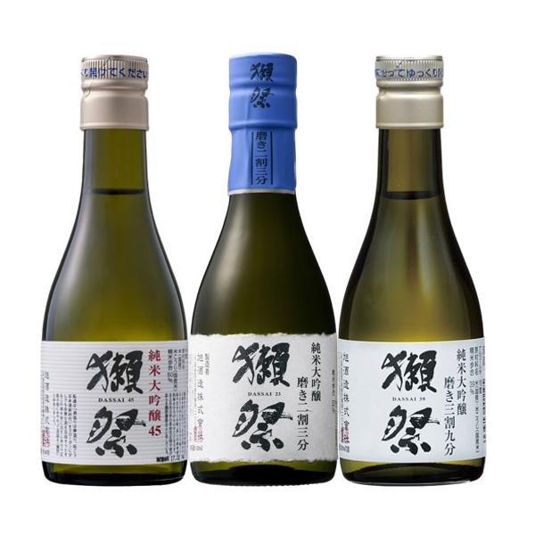 山口の蔵元、株式会社獺祭さんの磨き23、39、45をのみくらべできるセットです。これら数字は精米歩合をあらわしていまして、23はもともとの玄米が100だとしたら23の割合まで米を精米したということです。数字が小さければ小さいほど心白の部分だ...