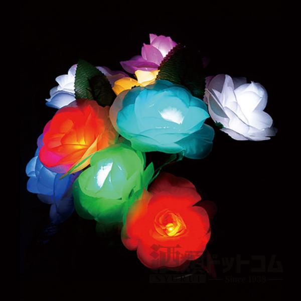 (10本入り)【参考上代】6490円【サイズ】全長33cm×花の直径7cm【素材】花・・生糸、持ち手・・ABS樹脂、茎・・PVC、紙光り方は7色単色点灯とランダムグラデーション点灯の２パターン。店内の装飾やイベントの演出にぴったりのアイテムです！