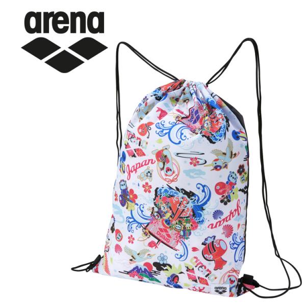arenaのアイコンであるアリーナくんシリーズのマルチバッグ。アリーナくんと仲間たちを縁起の良い七福神と宝船のイメージにアレンジした和柄のデザイン。ナップザック仕様なので、ウェアやスイミング用品を収納して持ち運ぶのに便利。使用しやすいサイズ...