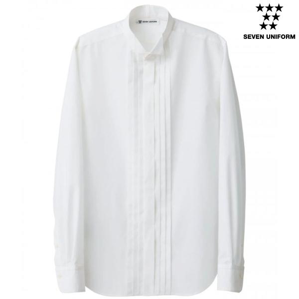 CH4440 ウイングカラーシャツ（男性用）フォーマルシャツ。ウイングカラー、プリーテッド・ボザム（胸部分にプリーツある）ディティールが特徴。【MATERIAL】■素材:ブロード■混率:ポリエステル65％・綿35％【特長】フォーマルシャツ。...