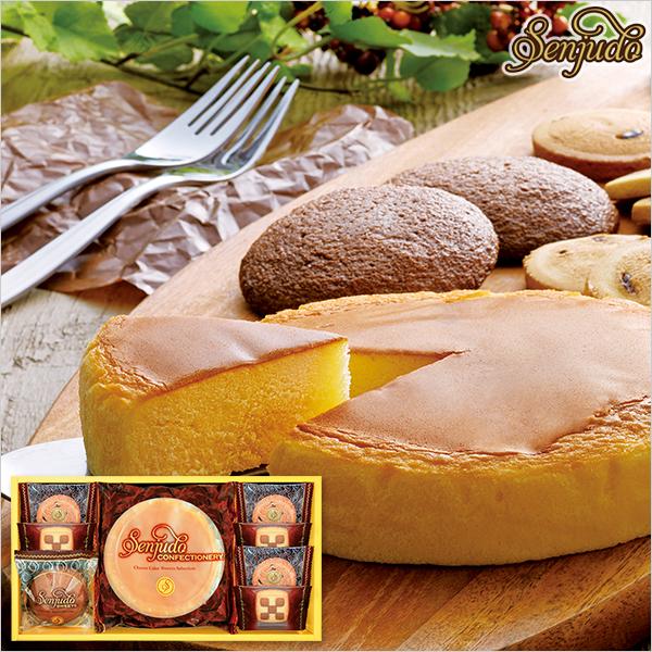 ■商品名：千寿堂 スイーツセット (SS-20R) ■商品内容：●セット内容:チーズケーキ直径約14cm・ソフトチョコケーキ各1、チョコチップクッキー・チェスクッキー各3 ●賞味期間:常温で90日 ●加工地:日本■特定原材料７品目：小麦・卵...