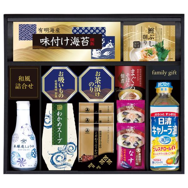 ■商品名：ヤマサ鮮度卓上しょうゆ&amp;和風詰合せ  (CHF-50B) ■商品内容：●セット内容:こだわりふりかけ×3、マルトモ即席みそ汁なす×2、有明海産味付け海苔（3切6枚）・鰹節削り（3袋入）・永谷園お吸いもの松茸風味（2袋入）・...