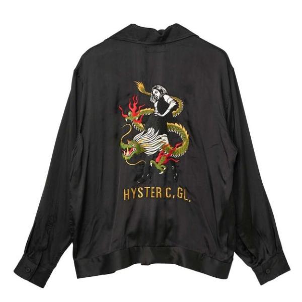 ＰＣサイト版にてご確認頂きますとより詳しい画像・詳細をご確認頂けます。ヒステリックグラマー DRAGON FLAME刺繍 スーベニアシャツジャケットなめらかな肌ざわりと上品な光沢感が魅力のサテン素材を使用したロングスリーブシャツジャケット重...