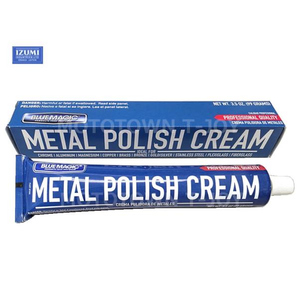 金属磨きで実績のあるブルーマジックあらゆる金属表面の酸化、さび、汚れなどを取り除く金属用つや出しクリームです。使用後はシリコン膜を形成しますので汚れが付着しにくくなります。ご使用前に、目立たない箇所で試してからお使い下さい。●使用できる材質...
