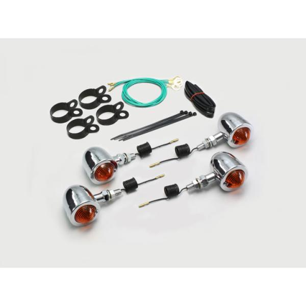 ブレットウィンカー スチール製クロームメッキ　ステンレス製 フレームマウント取付ボルト M10×P1.25　オレンジレンズ　組込球 12V15Wリア側はスイングアームに取付ドラッグスター1100（99-08）ドラッグスター400（96-17...