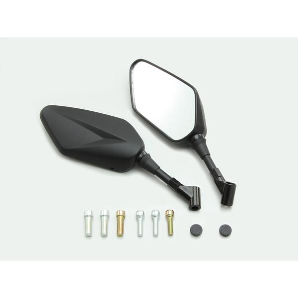 軽量樹脂ボディ ステー部スチール製 凸面鏡 外寸89×168mm左右1SET 取付ネジ M10正×2/逆×1 M8正×2/逆×107新基準サイズに適合