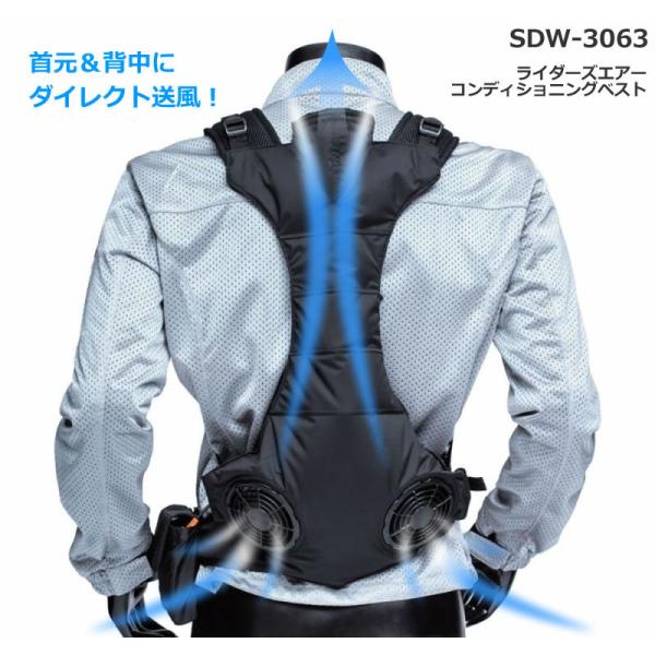 ※空調ファン・バッテリー・メッシュジャケットは付属しておりません。首元&amp;背中にダイレクト送風 ヘルメットの内部のムレを軽減・ポケッタブル仕様※ファンの取り外し時〇対応バッテリーサイズ W120mm×H100mm×D30mm以下※形状...