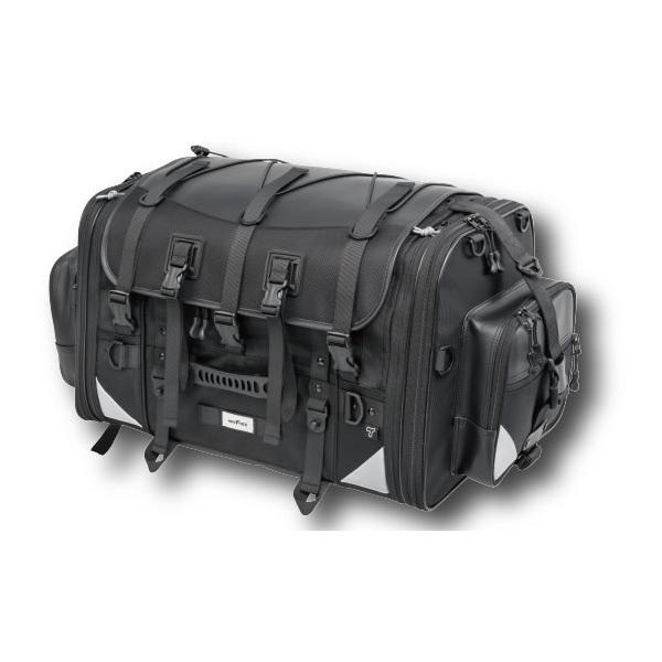 キャンプツーリングに最適！カラー：ブラック素材：1680Dポリエステル他サイズ350（H）Ｘ660〜860（W）Ｘ350（D）mm重量3.95kg部品構成 ・固定ベルト ・レインカバー ・接続バックル ・ショルダーベルト  ・セーフティベル...