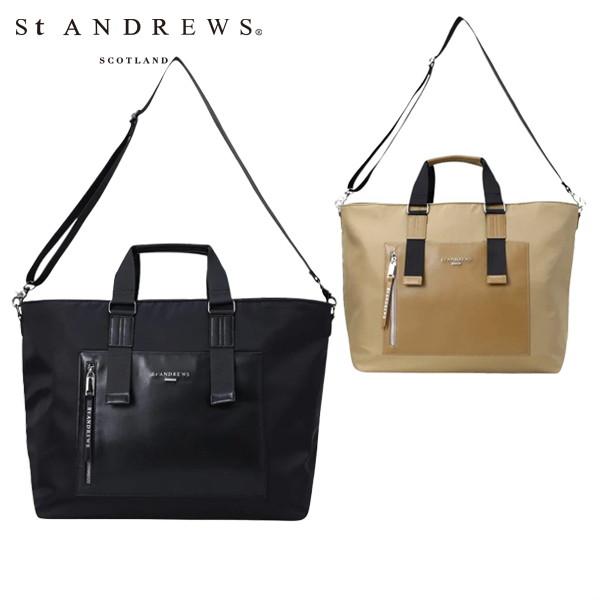 T-on ティーオン セントアンドリュース メンズ レディース トートバッグ ゴルフセントアンドリュース St ANDREWSトートバッグ ビックトートバッグ 異素材切替デザイン ロゴメタルプレート ゴルフ表記サイズF(FR)実寸サイズF(...