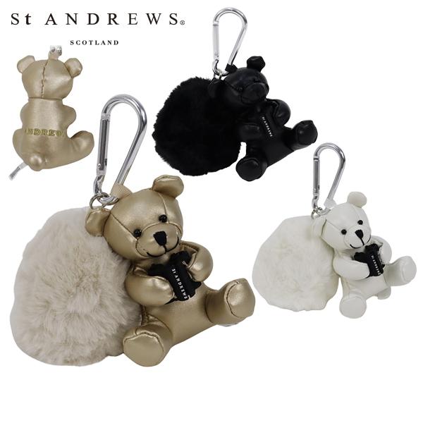 T-on ティーオン セントアンドリュース メンズ レディース ボールホルダー ゴルフセントアンドリュース St ANDREWSボールホルダー ティ挿し付き ベアティー挿し&amp;amp;フェイクファーボールホルダー ボール１個用 カラビ...