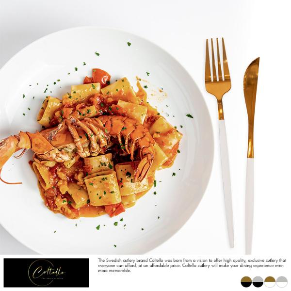 サイズ:長さ22cm重量:約36gカラー:ブラックゴールド、ブラックシルバー、ホワイトゴールド、ホワイトシルバー素材:ステンレス鋼、食洗器対応産地:中国 紳士物 男性用 カトラリー ナイフ おしゃれ ギフト プレゼント 海外ブランド