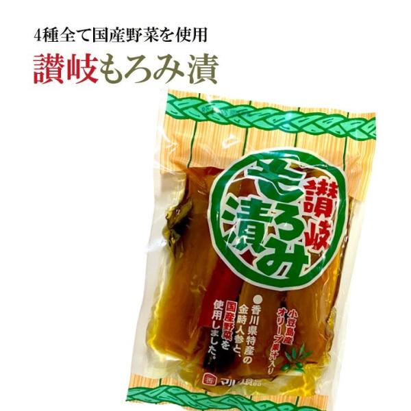 讃岐もろみ漬は、香川県特産の金時人参と瀬戸内産の塩を使用し、大根、胡瓜、金時人参、ごぼうの国産野菜4品をそれぞれ別々にもろみ醤油でじっくり熟成調味し、小豆島産のオリーブ果汁を加え、食べやすく風味豊かな味に仕上げました。洗わずに包丁で切り、そ...