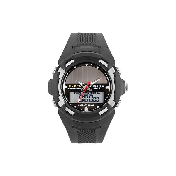 サイズ：縦41×横45×厚さ16mm太陽光発電（補助ソーラーパワー併用型)アナログ/デジタル5気圧防水ELライトカレンダーストップウォッチアラーム　スヌーズ