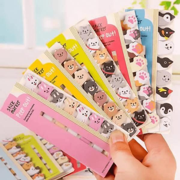 〜商品仕様〜全体サイズ　約１２．５センチ×約５センチ１匹サイズ　約４．８センチ×約１．５センチ１匹それぞれ約１９枚オプションからお好きなタイプをご選択ください。〜商品説明〜可愛いアニマル柄の付箋紙。可愛い動物好きにはたまらないアイテムです。...