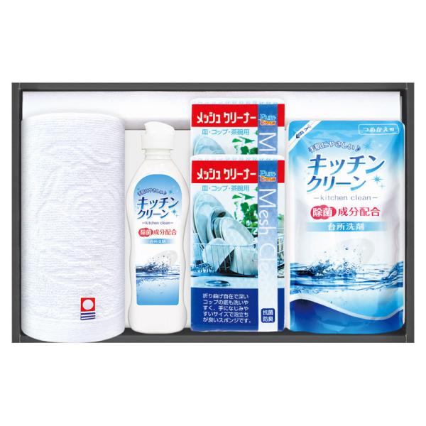 ●商品内容 キッチンクリーン(250ml)・キッチンクリーン詰替(200ml)・ウォッシュタオル(34×30cm)×各1、メッシュクリーナー(中国)×2 ●材質 ウォッシュタオル:綿100% ●パッケージサイズ 21.5×33×5cm   ...