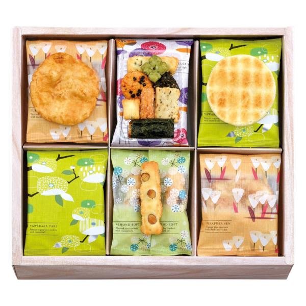 ●商品内容 ぷかぷか煎だし醤油×8、やわらか焼やき塩・ア-モンドそふとやき塩×各6、ぐるめ探訪×3●パッケージサイズ：27.5×33×5.7cm ●賞味期限：製造日より常温4ヶ月  内祝い 快気祝い 出産内祝い ギフト お返し お中元 お歳...