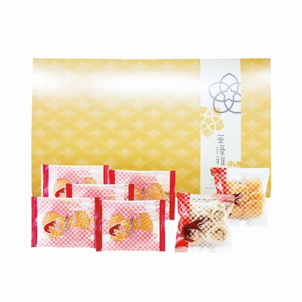 ●商品内容 赤えびせんべい×5・えびせん(うず巻・えび松風)各10g  【小麦・えび】 ●パッケージサイズ：箱158×267×40mm 145g ●賞味期限：製造日から360日間  内祝い 快気祝い 出産内祝い ギフト お返し お中元 お歳...