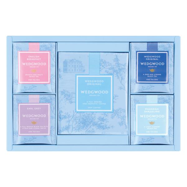 ●商品内容 イングリッシュ ブレックファスト・アールグレイ・ウェッジウッドオリジナル・マハラジャダージリン(各2g)×各5、オリジナルドリップコーヒー(10g)×3●パッケージサイズ：18.5×27.6×3.5cm ●賞味期限：製造日より常...