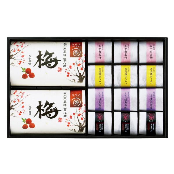 ●商品内容 富之助の南高梅はちみつ(8g×3)・富之助のあまうめ(8g×3)・富之助のしそ漬南高梅(8g×3)・富之助の南高梅うす塩味(80g×2)・富之助の白干南高梅(8g×3) ●パッケージサイズ：箱220×346×45mm 468g ...