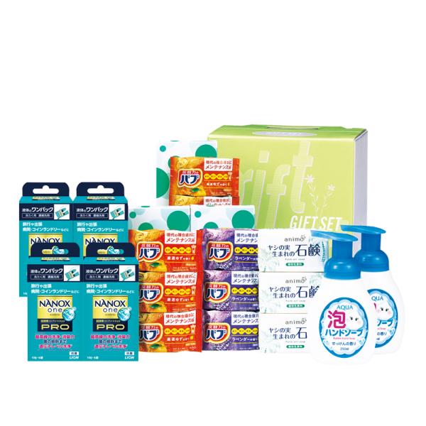 ●商品内容 NANOX one PRO(10g×6袋)×4・アクア泡ハンドソープ250ml×2・animoヤシの実石鹸(80g×3P)・バブ(ゆずの香り×6・ラベンダーの香り×3) ●パッケージサイズ：箱226×195×132mm   内祝...