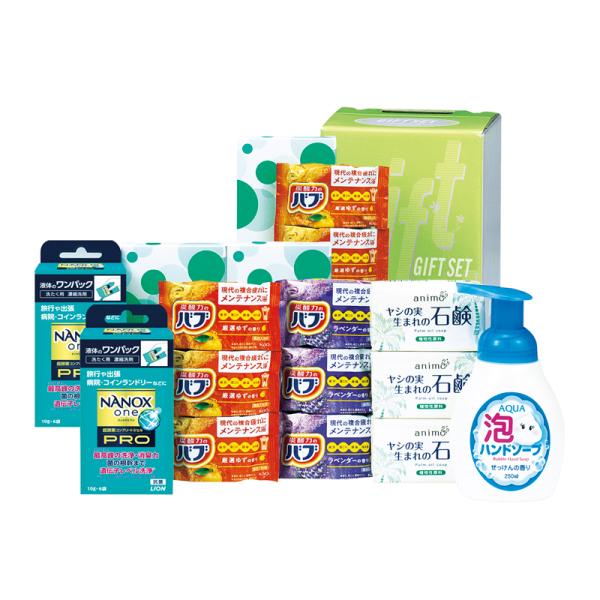 ●商品内容 NANOX one PRO(10g×6袋)×2・アクア泡ハンドソープ250ml・animoヤシの実石鹸(80g×3P)・バブ(ゆずの香り×6・ラベンダーの香り×3) ●パッケージサイズ：箱226×132×132mm   内祝い ...