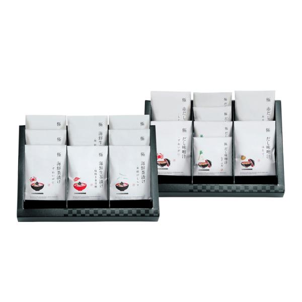 ●商品内容 海鮮 だし味噌汁(生タイプ)ネギ・わかめ具材付き(かに×1・帆立×1)、貝 赤だし味噌汁(生タイプ)ネギ・わかめ具材付き(あさり×1・しじみ×1)、極だしわかめ入り味噌汁(生タイプ)(ネギと豆腐×2・キャベツとわかめ×1・かぼち...