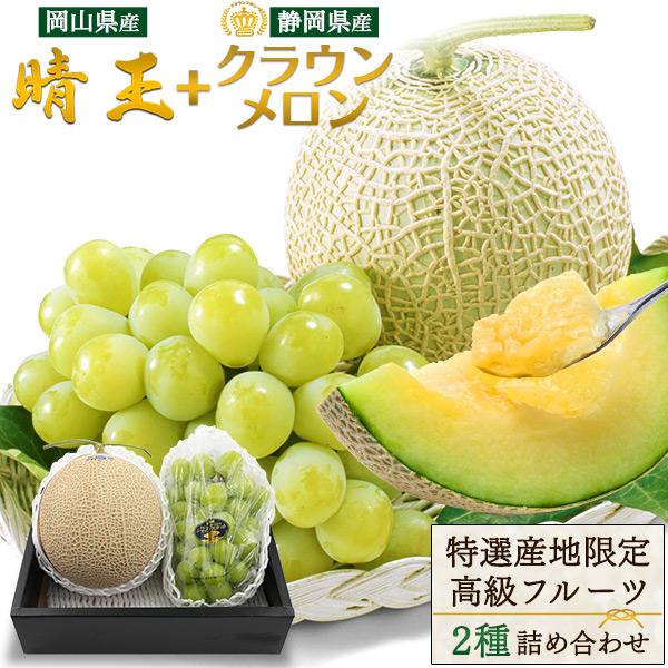 岡山県 シャインマスカット 静岡県産 クラウンメロン 2種詰め合わせ特選 産地限定 国産 果物 ブランドフルーツ マスカット 晴王 メロン ぶどう界の王様といわれるシャインマスカットとメロン界の王様といわれるクラウンメロンを組み合わせた至高...