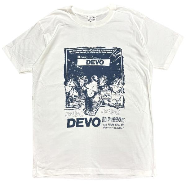 ロックTシャツ バンドTシャツ ディーヴォ 半袖 メンズ レディース  ロック テクノ 白 ホワイト パンクデニムパンツやカーゴパンツ、サルエルパンツ、ワイドパンツ、ハーフパンツなど様々なアイテムと合わせやすい、飽きのこない海外アーティスト...