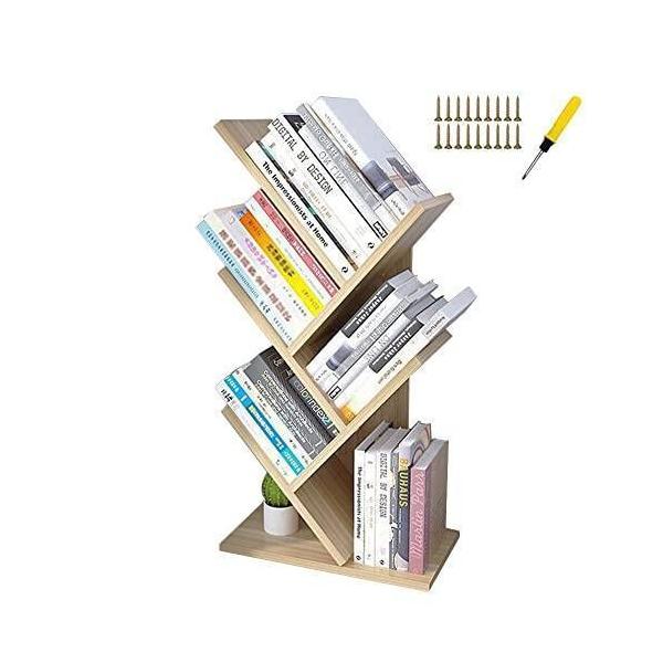 小さな本棚 卓上収納 デスク上置棚 ブックスタンド 本立て ブックシェルフ ブックラック 木の本棚 シンプル 省スペース 書類整理 樹木型 本/アニメ/雑誌/装飾物 幅31×奥行17×高さ60cm (くるみ色)型番：sj01カラー：くるみ色...