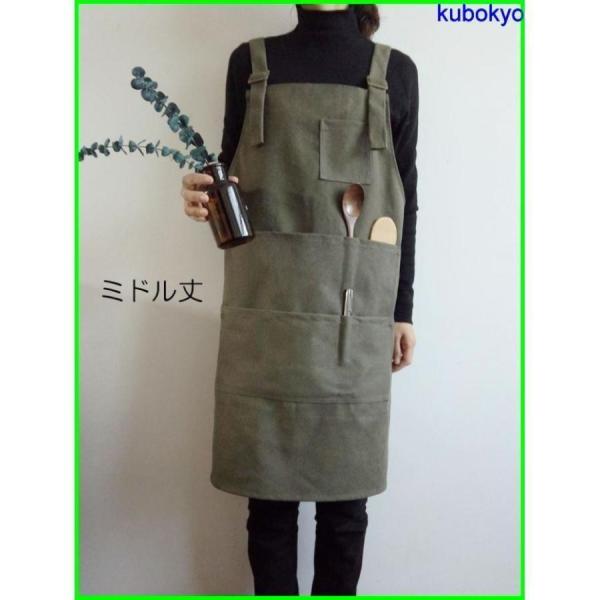 スッキリ見えるロング丈＆シックなミドル丈！選べる2種類 エプロン チノワンピース風 ビックポケット カフェエプロン 花屋 かぶり オシャレスッキリ見えるロング丈＆シックなミドル丈！選べる2種類 エプロン チノワンピース風 ビックポケット カ...