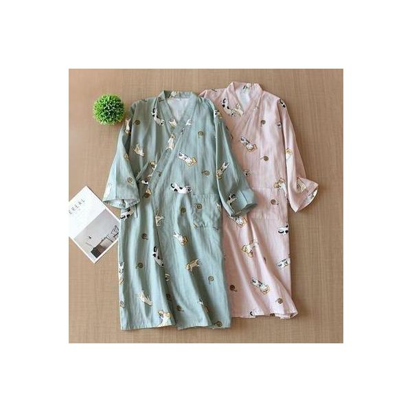 ★素材：綿 ★カラー: グリーン、 ピンク  ★サイズ： 女M肩幅38バスト100着丈95袖丈51適用体重60kg以下 女L肩幅41バスト108着丈102袖丈53適用体重75kg以下 男M肩幅59バスト114着丈104袖丈63適用体重70k...