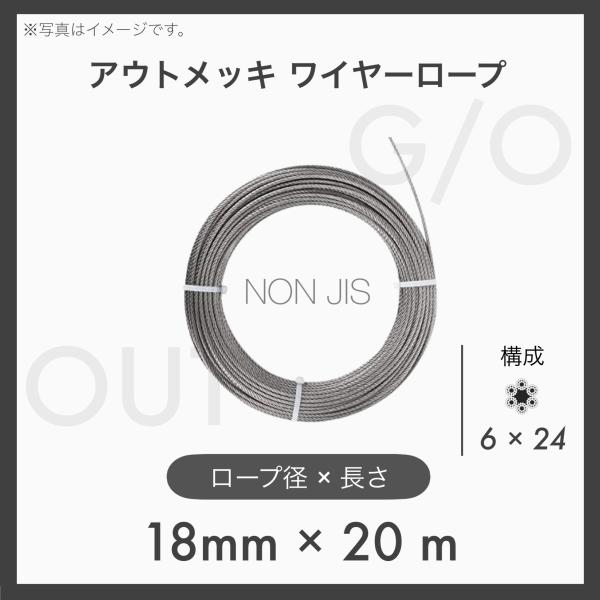 アウトワイヤーロープはJIS規格に準拠しておらず玉掛けワイヤーとして使用荷重を定めることが出来ません。よって、玉掛け作業には使用不可となります。但し、JIS規格品より安価なため物体の固定・引っ張りまたは柵などの用途に使用されています。表面に...
