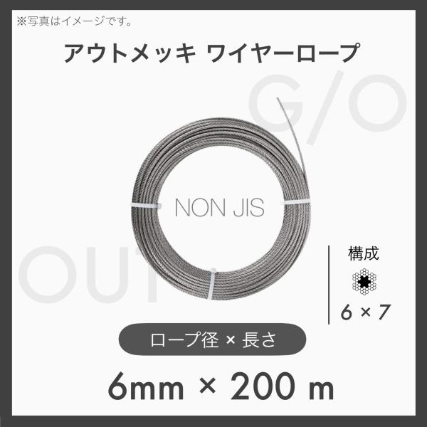 アウトワイヤーロープはJIS規格に準拠しておらず玉掛けワイヤーとして使用荷重を定めることが出来ません。よって、玉掛け作業には使用不可となります。但し、JIS規格品より安価なため物体の固定・引っ張りまたは柵などの用途に使用されています。表面に...