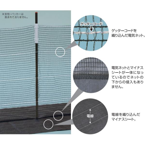 マイナスシートと電気ネット一体型のネットです。幅約60cm×長さ50mメーカー直送品のため代引決済はできません。北海道、沖縄、離島への送料は見積りになります。スマートフォンからご注文の際は、パソコン版商品説明もご確認ください。