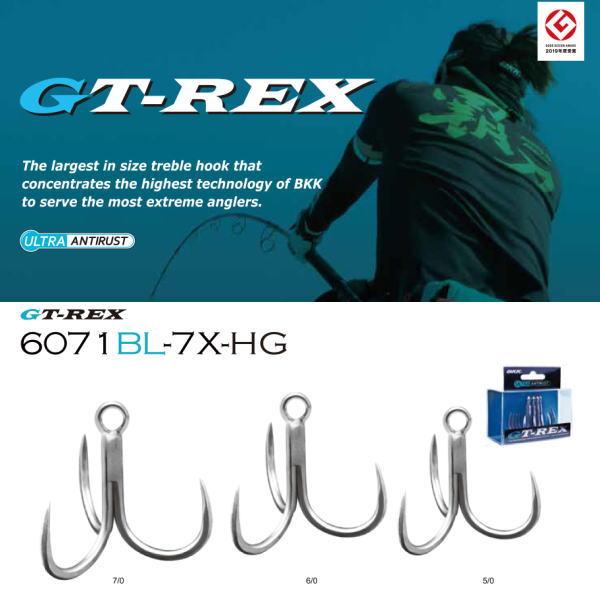 バーブレスフック　GT-REX 6071BL-7X-HG■入数♯6/0　5♯7/0　4GT-REXは最大級のGT・マグロを仕留める為に開発されたルアー専用トレブルフックです。設計では最強のワイヤー開発から始まり、フックアップ率、貫通力、防錆...