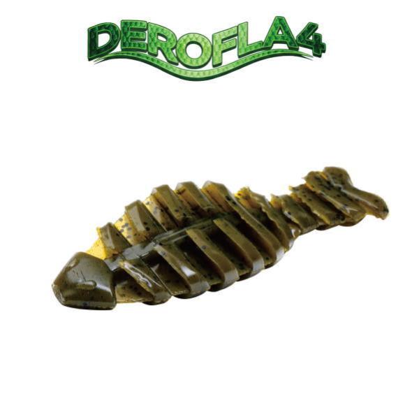 デロンデロンアクションのフラットベイト！DEROFLA4が登場！DEROFLA4はエラストマー素材に塩とフォーミュラーを加えた素材を用いたギル系ワームです。DEROFLAの名前の由来はデロンデロンフラット。その名前の由来通りストではボディを...