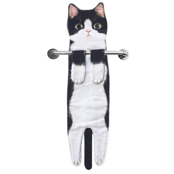 【発売日：2022年01月19日】Cute Cat Hand TowelFunny cat towels hanging on a towel rackthe snap button of the cat's hand prevents t...
