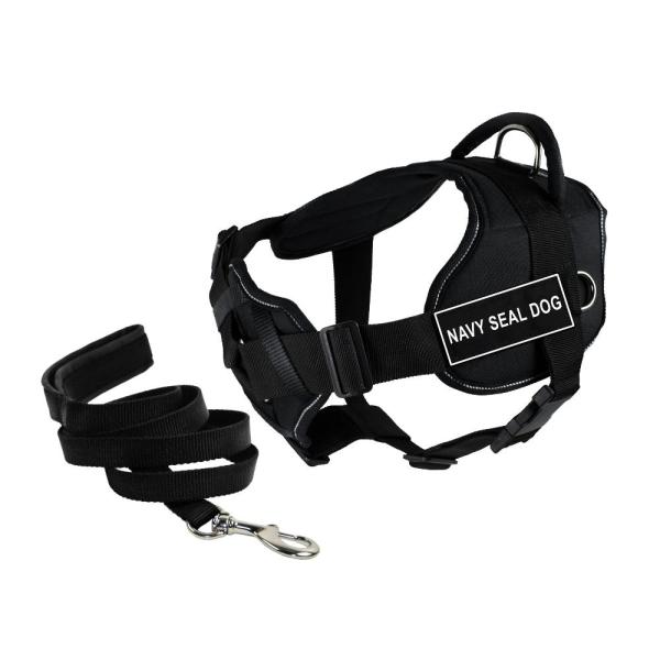 【発売日：2014年01月06日】DT Bundle - DT Fun Harness w Chest Support NAVY SEAL DOG Patch Black w Reflective Medium 28-34 + Padded...